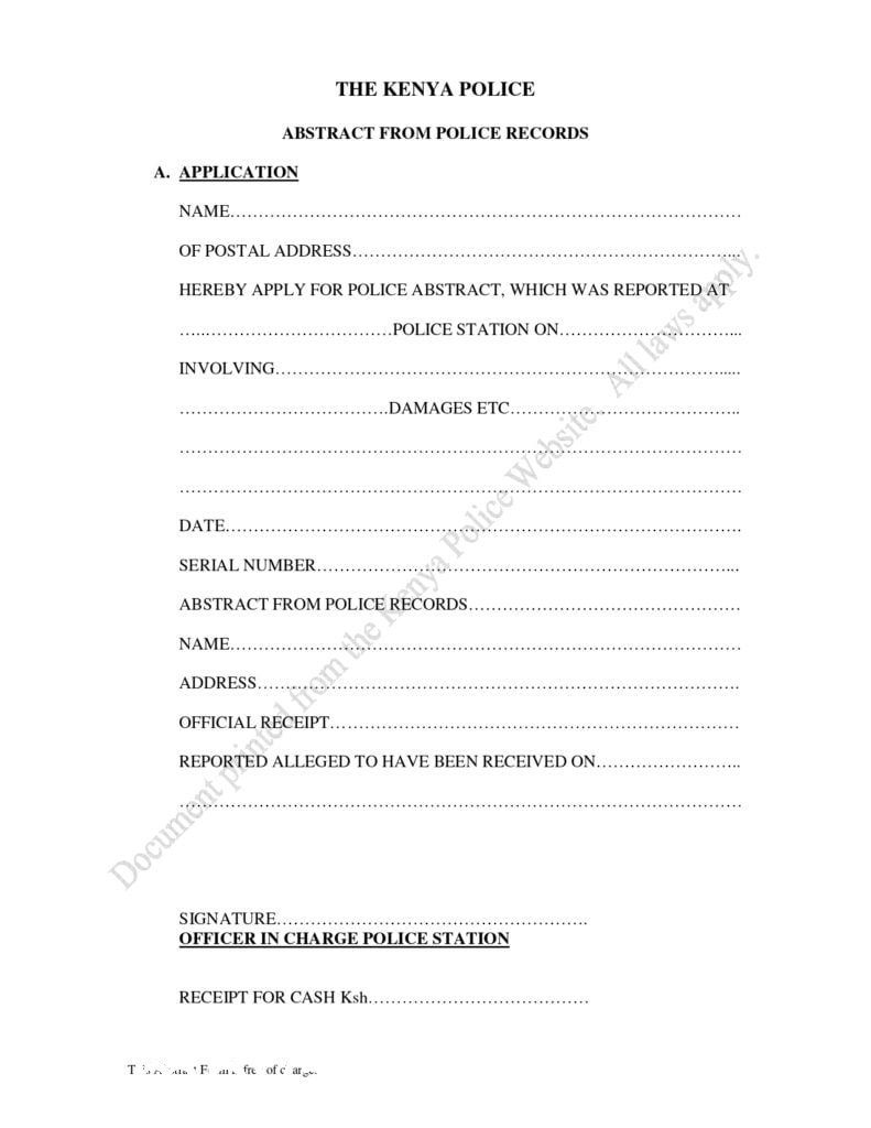 Download The Updated Police Abstract Form Here - MPYA NEWS