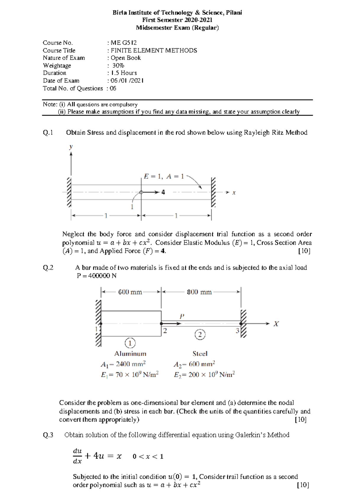 Download Finite Element Method Exam Past Paper - MPYA NEWS